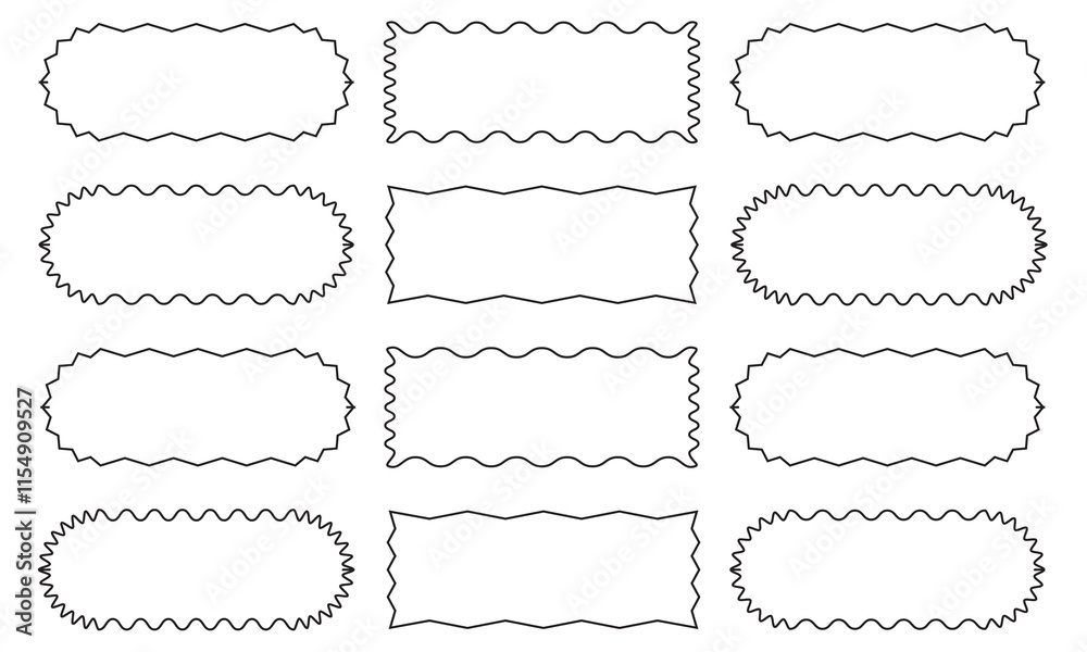 Set of Frames with Corrugated Edges. Simple Labels with Zig Zag Borders ...