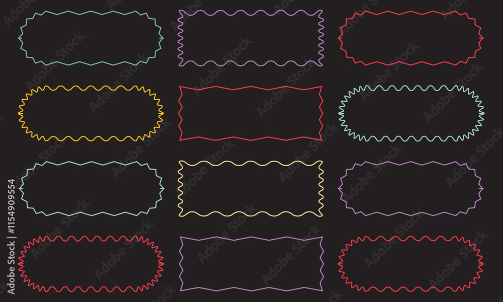 Set of Frames with Corrugated Edges. Simple Labels with Zig Zag Borders ...