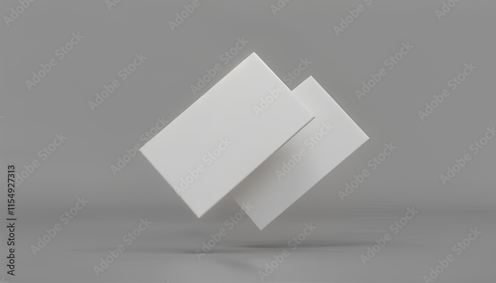 Blank plastic gray business cards mockups, 3d rendering. Clear ...