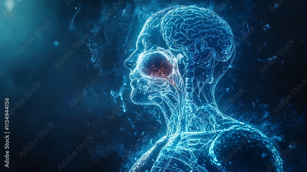 Artistic cross-section of the human body showing the cardiovascular ...