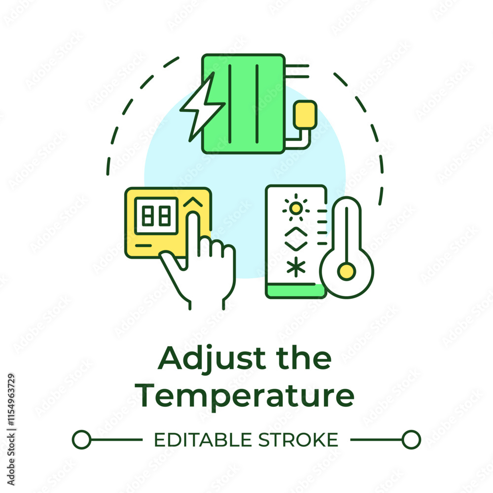 Adjust temperature multi color concept icon. Maintaining thermostat ...