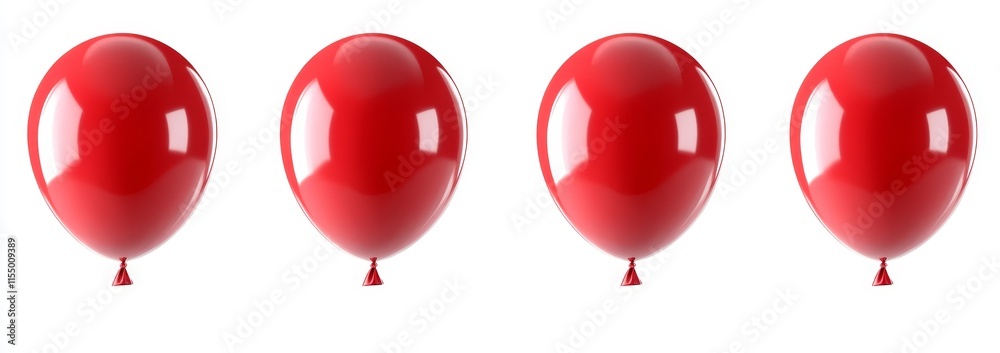 Four shiny red balloons isolated on white background. (2) Stock Photo ...