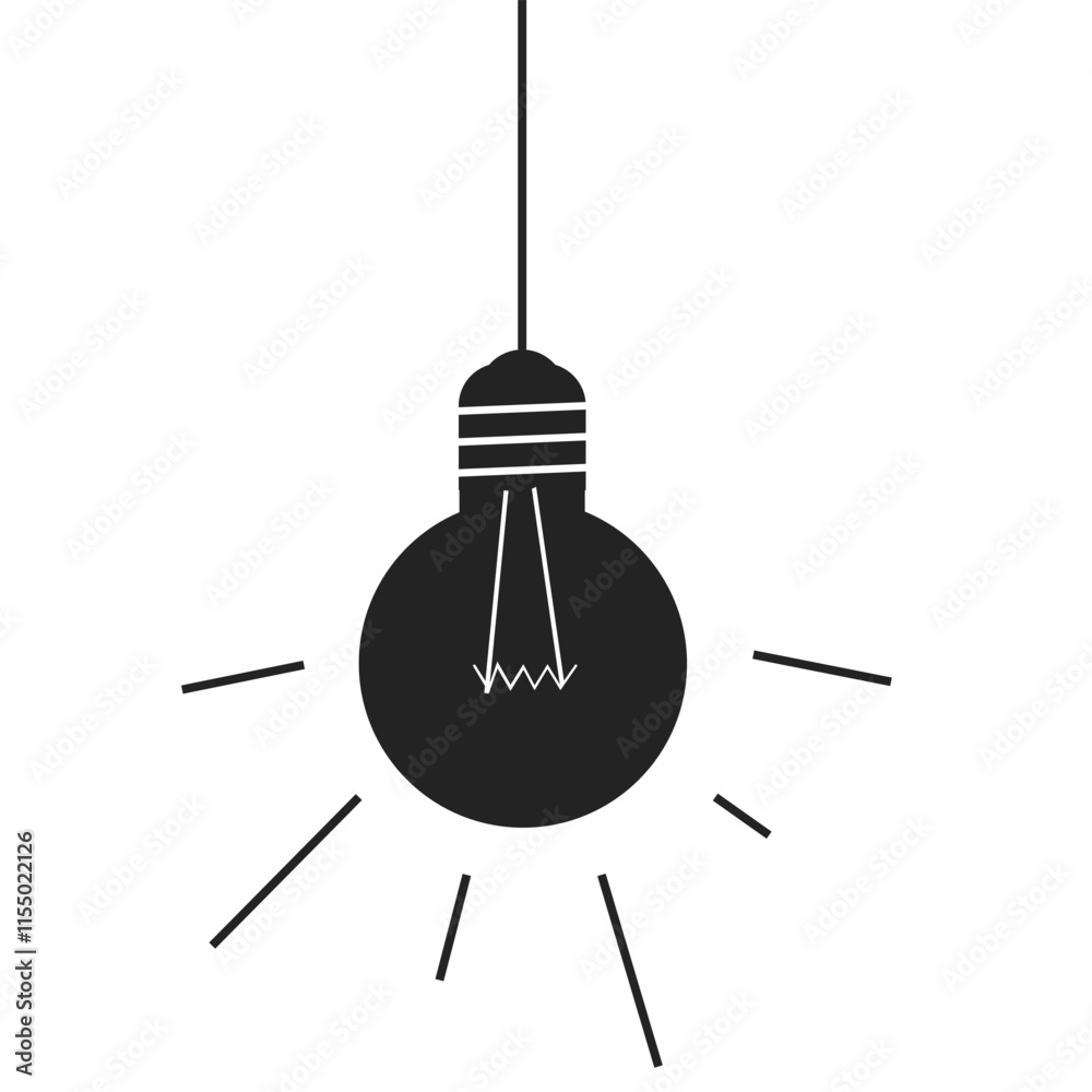Light bulb hanging icon simple silhouette graphic illustrated ...