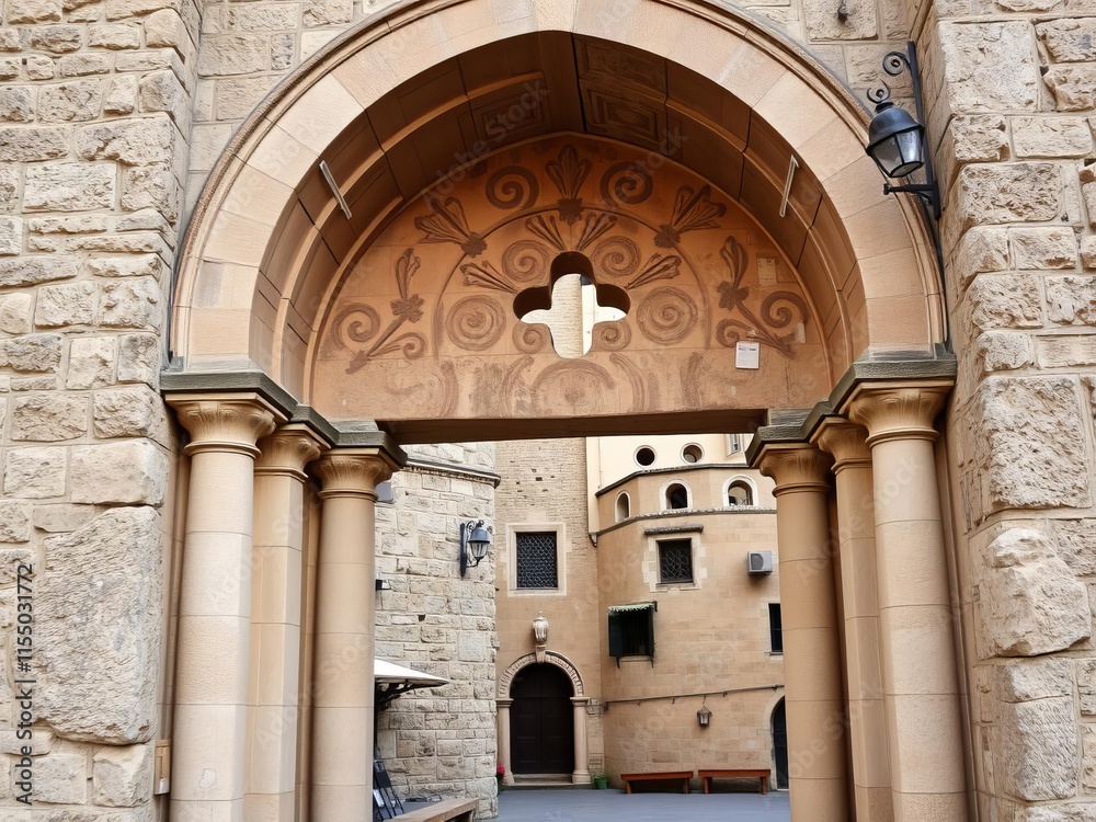 Medieval stone archway in ancient Sicilian village with intricate ...