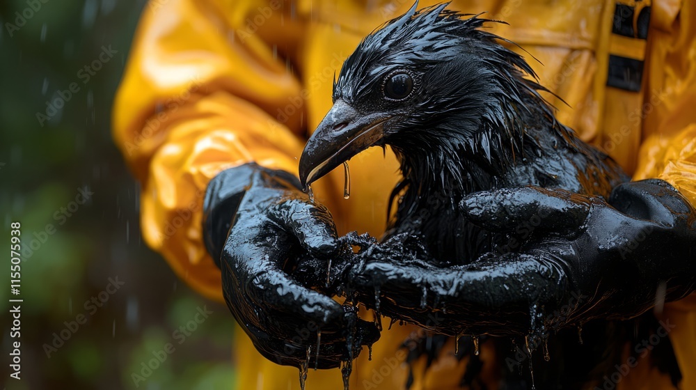 The sight of an oil-soaked bird illustrates the urgent need for action ...