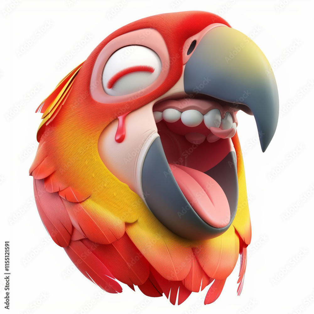 Happy 3D parrot face emoji with tears of joy and a big grin ...
