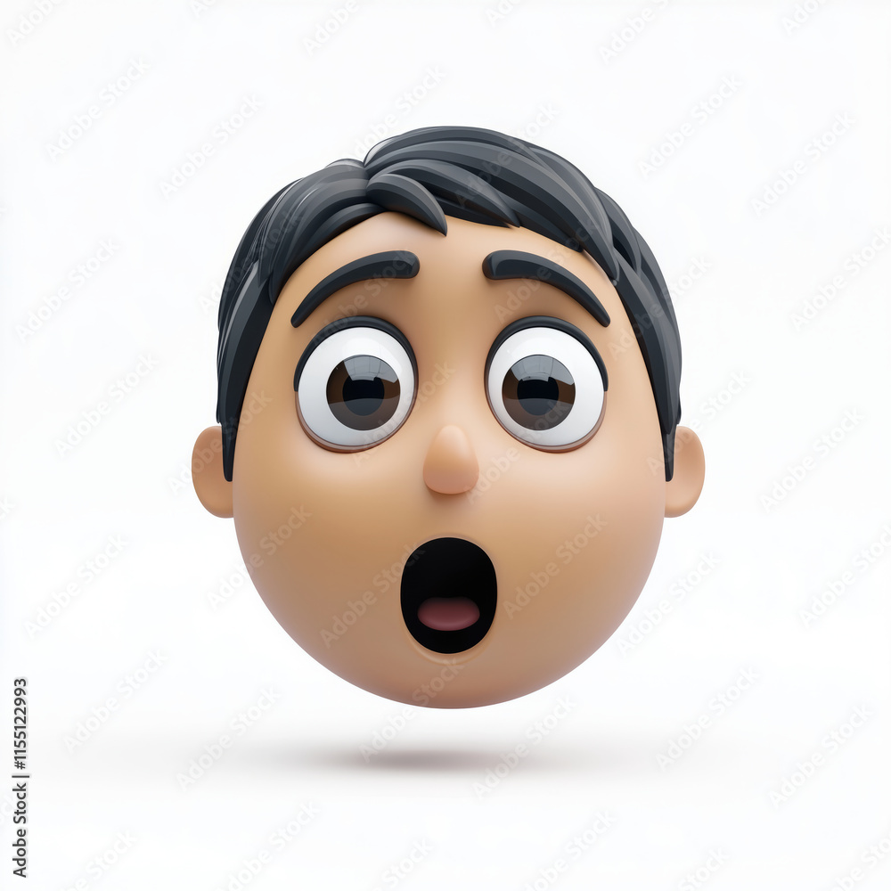 Surprised Indian man emoji, eyes wide open, raised eyebrows, 3D ...