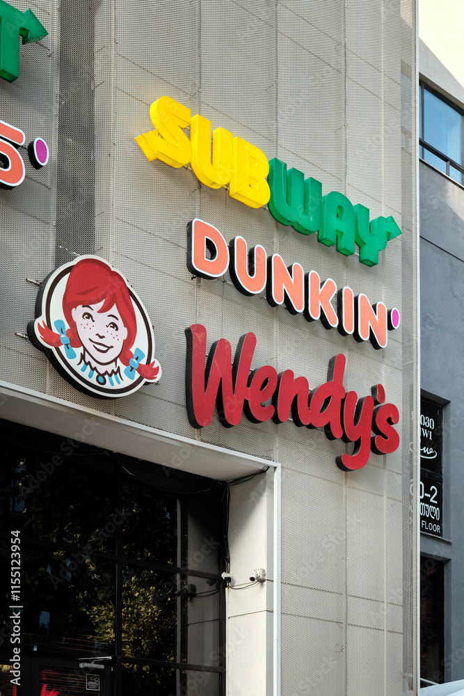 Beautiful volumetric signs fast food cafes, Subway, Wendy's and Dunkin ...