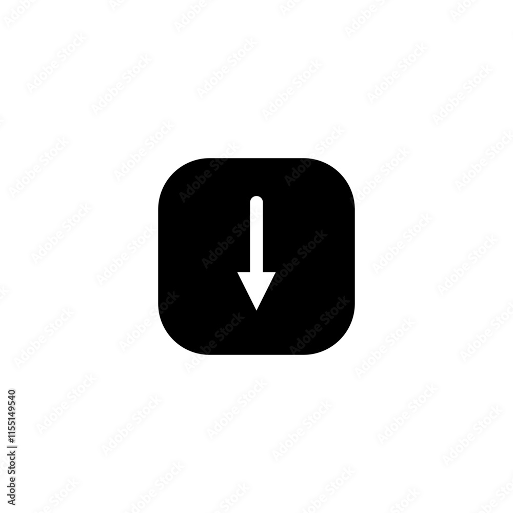 download icon, down arrow sign, simple flat style, illustration, logo ...