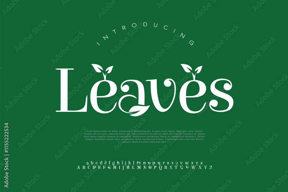 modern nature leaf earth green tree abstract digital alphabet font ...