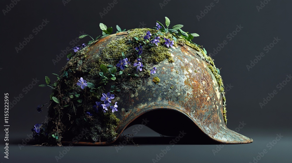 military modern helmet with pixels Beige army helmet overgrown with ...