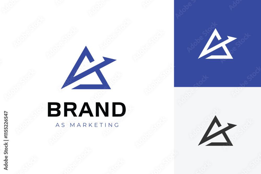 Triangle arrow with AS initial type for Finance growth logo icon design ...