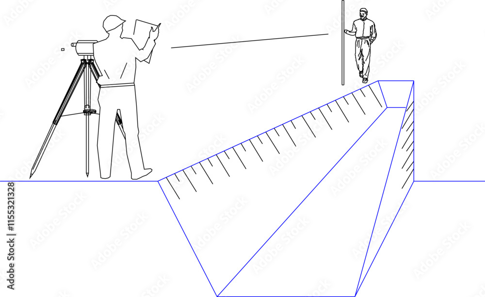 vector sketch illustration of the silhouette design of a construction ...