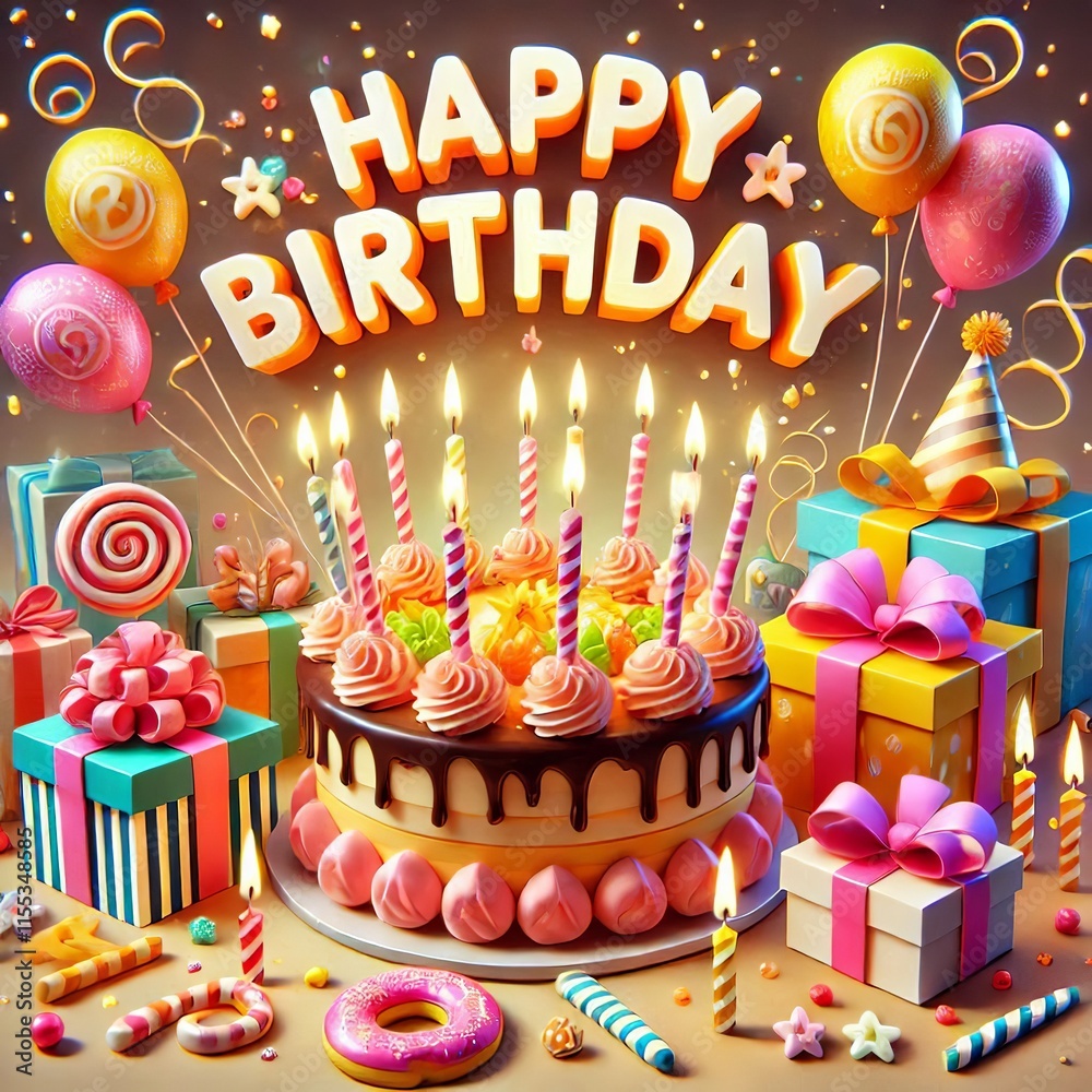 3D Happy Birthday Greeting Cards and Wallpapers - Birthday Cake ...