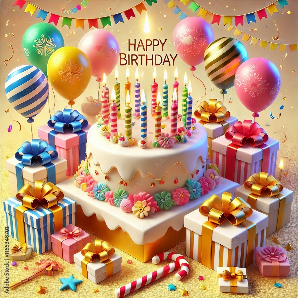 3D Happy Birthday Greeting Cards and Wallpapers - Birthday Cake ...