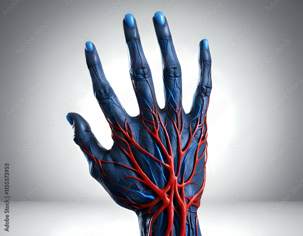 Human Hand Anatomy: Veins and Arteries Detailed 3D Render Stock ...
