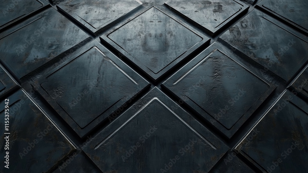 Black steel plate or old black steel surface background, symetric ...
