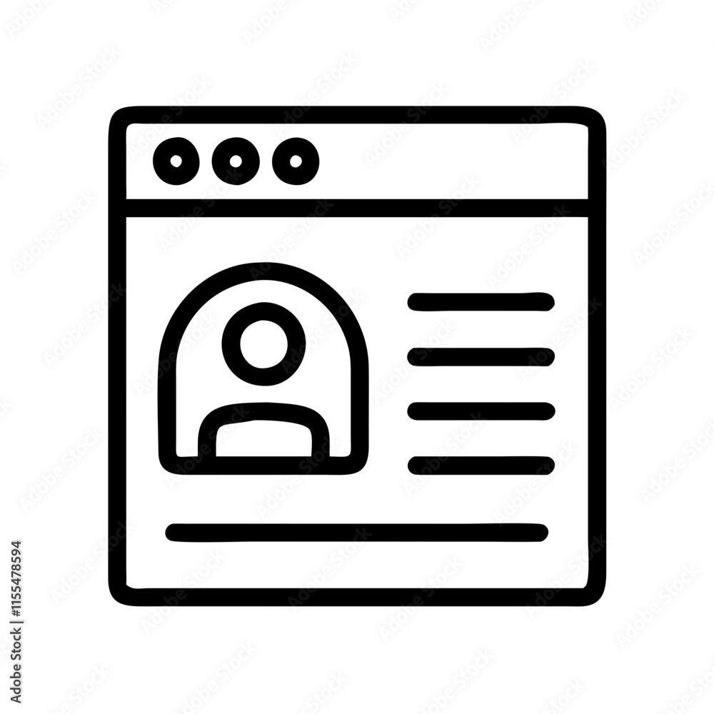 Line art user profile icon illustration on transparent background Stock ...