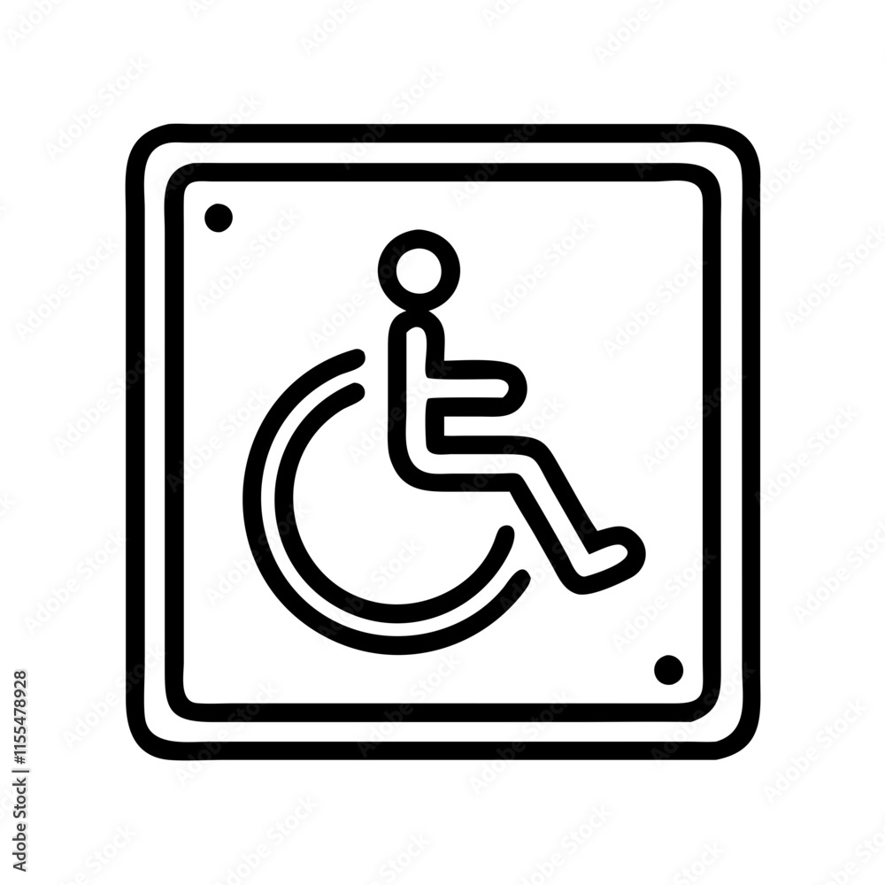 Line art accessibility icon for disabled person on transparent ...