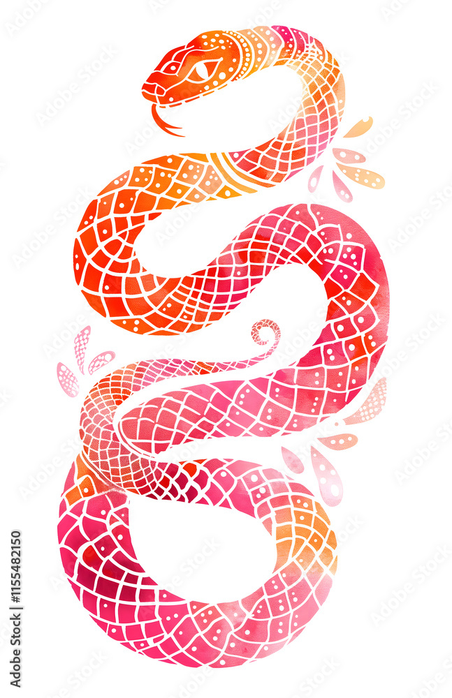 Chinese New Year 2025 Snake simple flat style stylized illustration ...