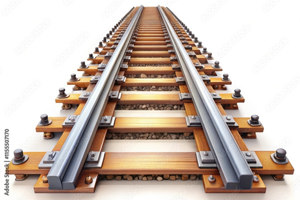 3D Railway Tracks Top View, Isolated White Background, High-Resolution ...