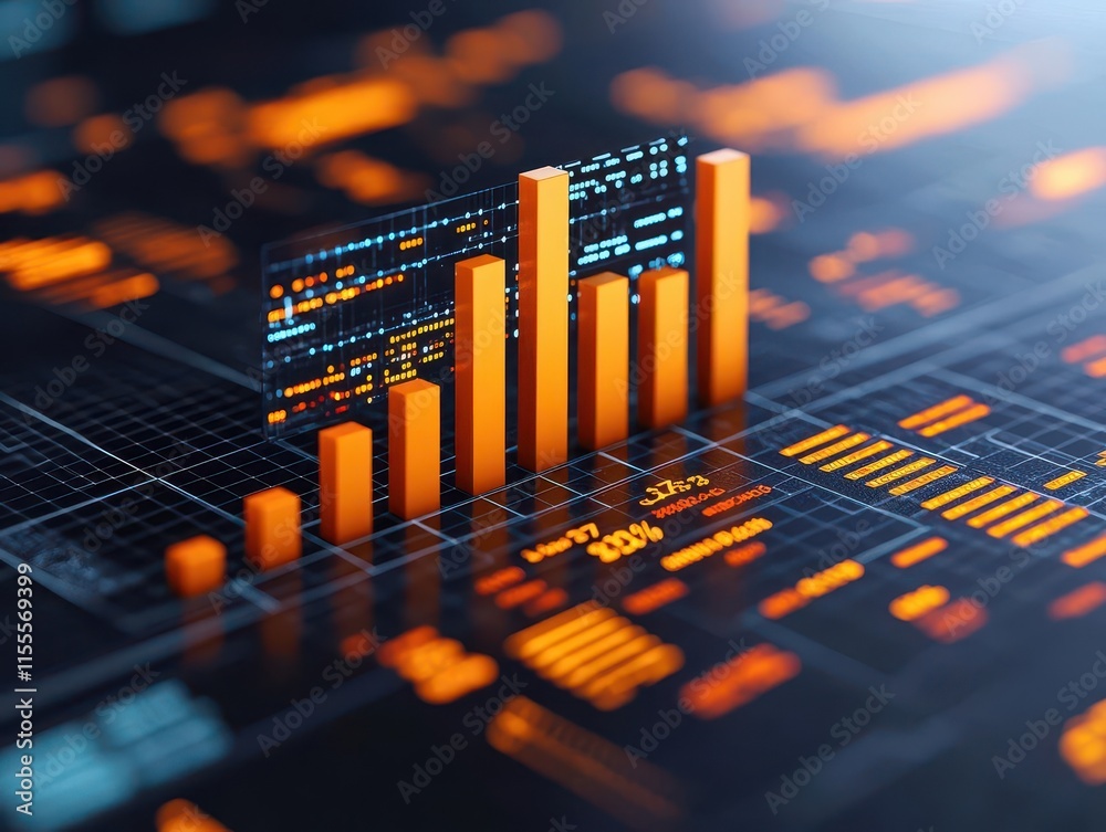 3D bar chart visualizing PMI growth and its correlation with business ...