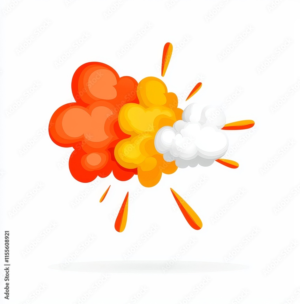 A modern emoji representing a collision, shown as a fiery burst in ...