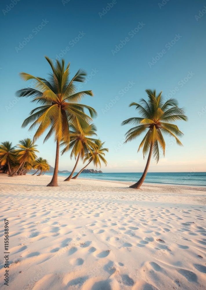 Beach Wallpaper of Empty remote tropical beach with exotic coconut palm ...