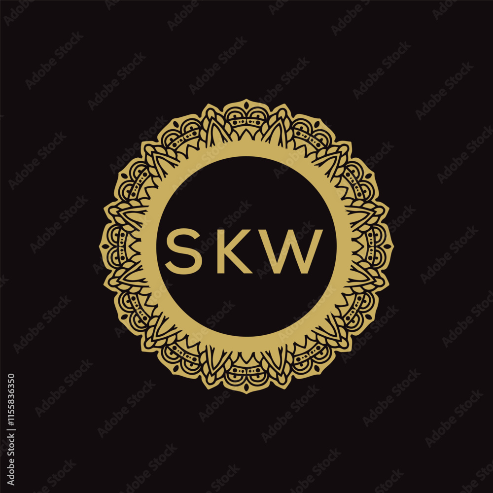SKW letter logo design with black background in illustrator, vector ...