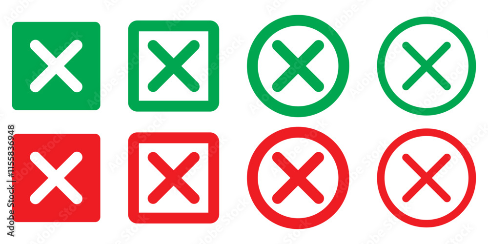 Checkmark cross icon Checkmark icon set. Checkmark right symbol tick ...