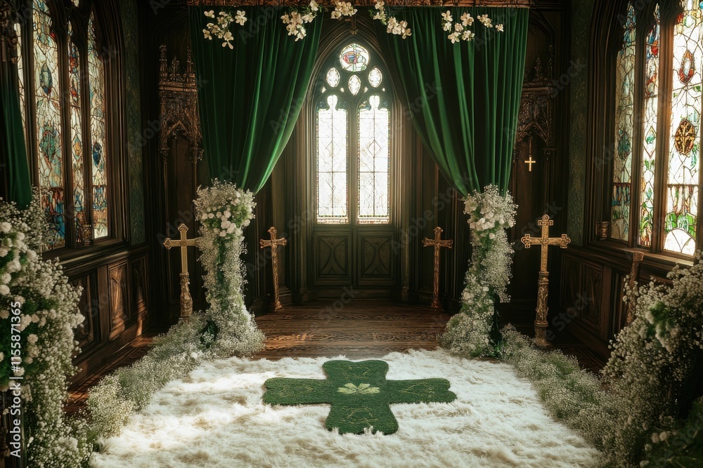 Ilustración de Stock Irish castle wedding backdrop, ultra-realistic ...