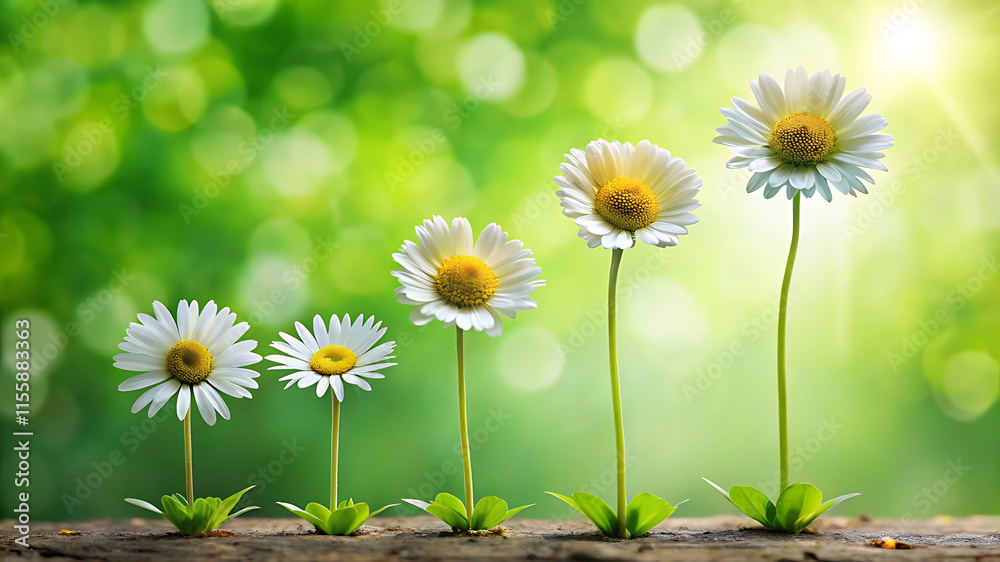 Stages of Growth of a Daisy Life Cycle and Evolution of a Beautiful ...