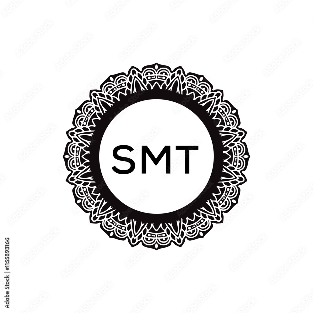 SMT letter logo design with black background in illustrator, vector ...