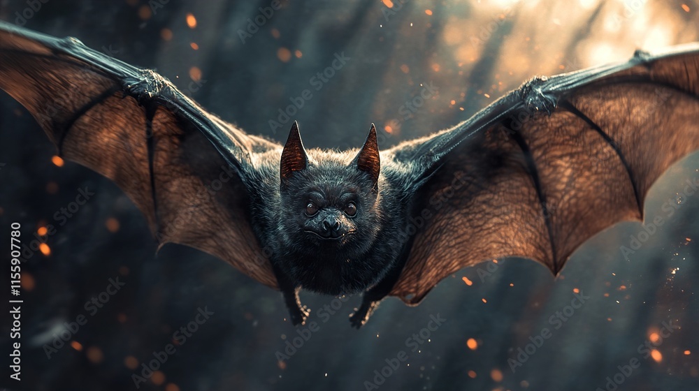 Majestic Bat in Flight: A Dark and Enigmatic Creature of the Night ...
