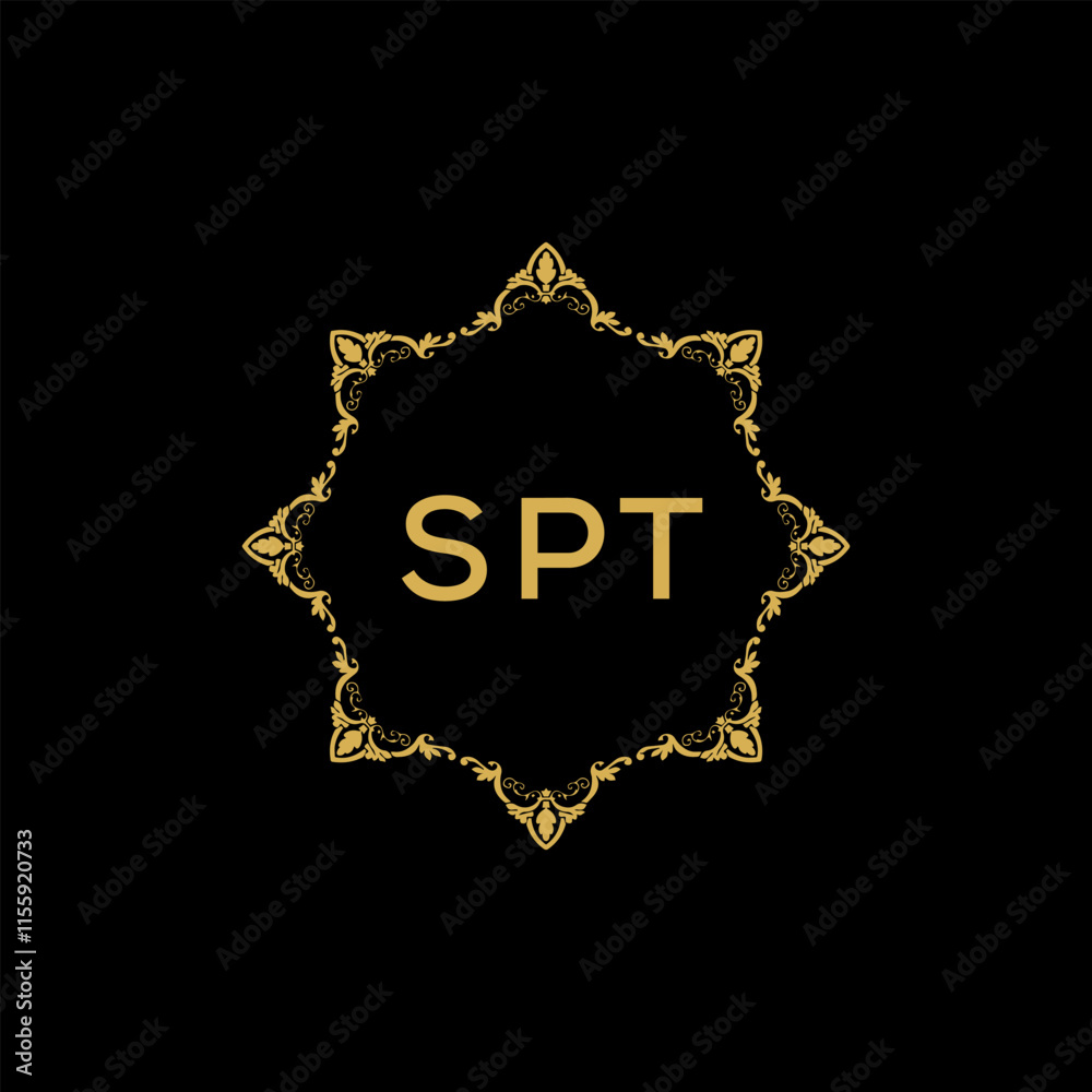 SPT letter logo design with black background in illustrator, vector ...