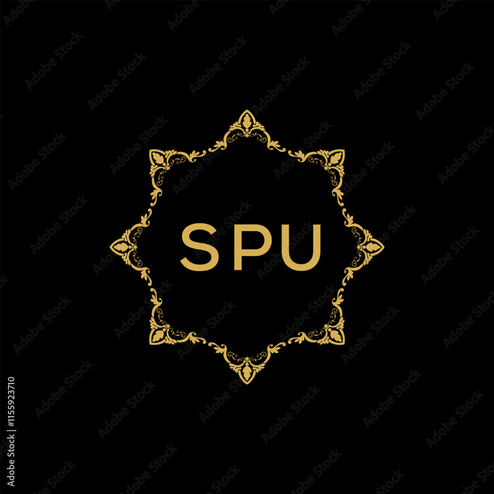 SPU letter logo design with black background in illustrator, vector ...