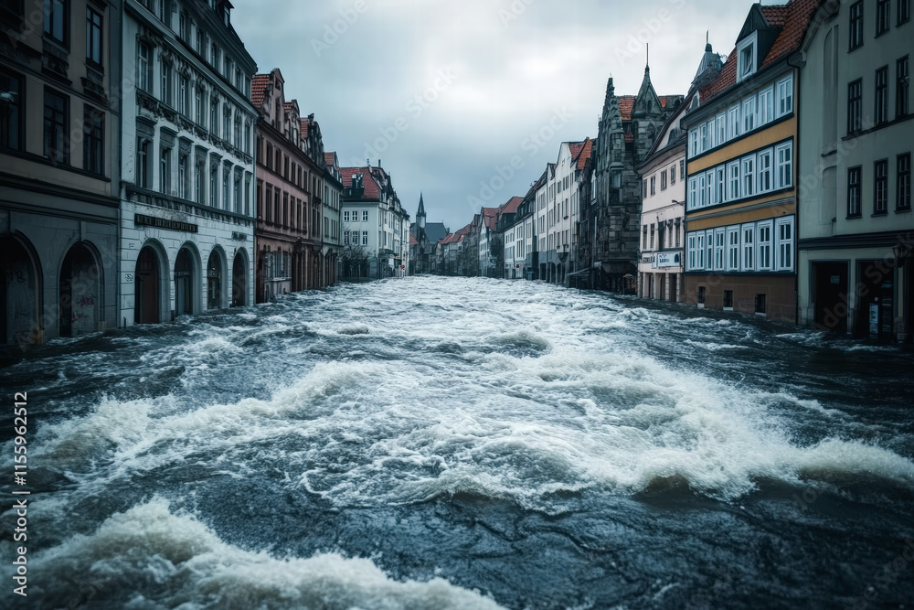 Dramatic flooding in a city where streets have been turned into raging ...