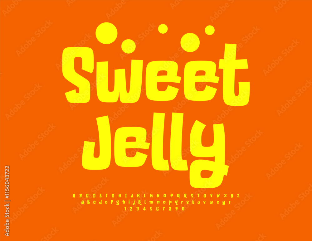 Vector advertising template Sweet Jelly. Unique Yellow Alphabet Letters ...