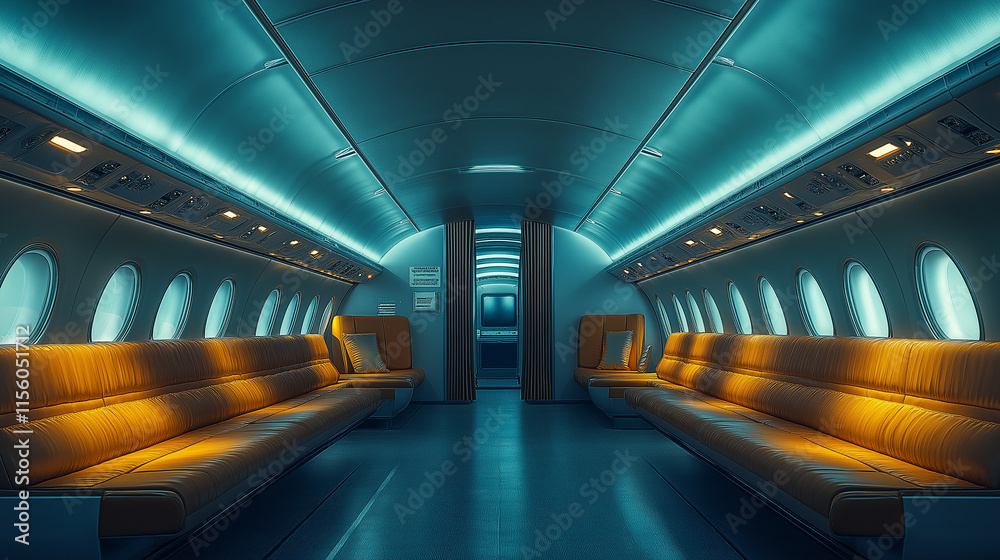 airplane interior vip jet business class cabin empty without people ...
