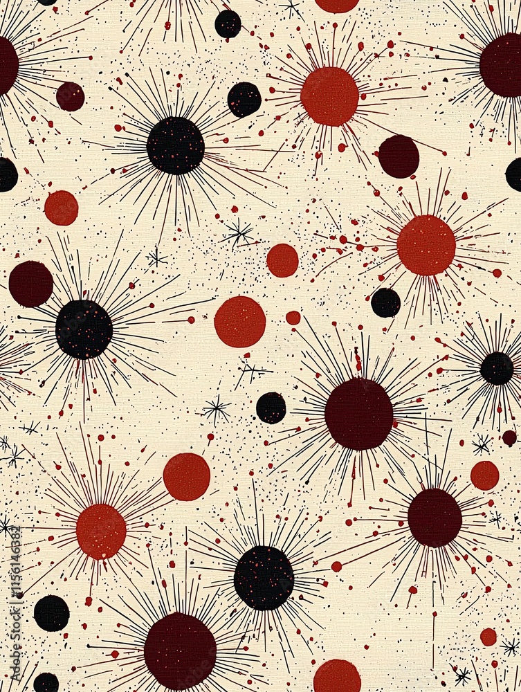 Mid-century modern constellation pattern, atomic dots, 1950s graphic ...