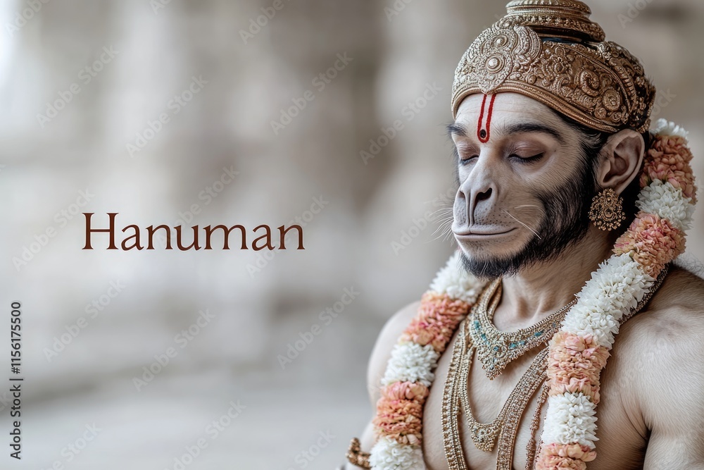 A depiction of Hanuman, the monkey like deity in Hinduism, known for ...