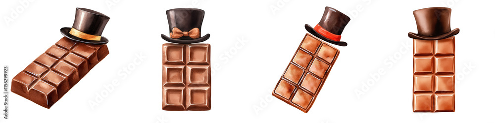 Delightful chocolate bars wearing different stylish hats, perfect for ...