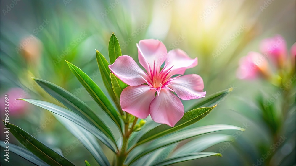 Long Exposure Pink Oleander Bloom, Thai Herb, White Background ...