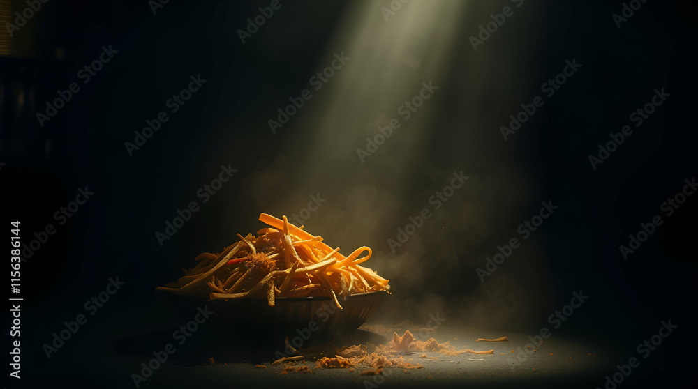 Strong moody volumetric lighting food visible light beams through dust ...