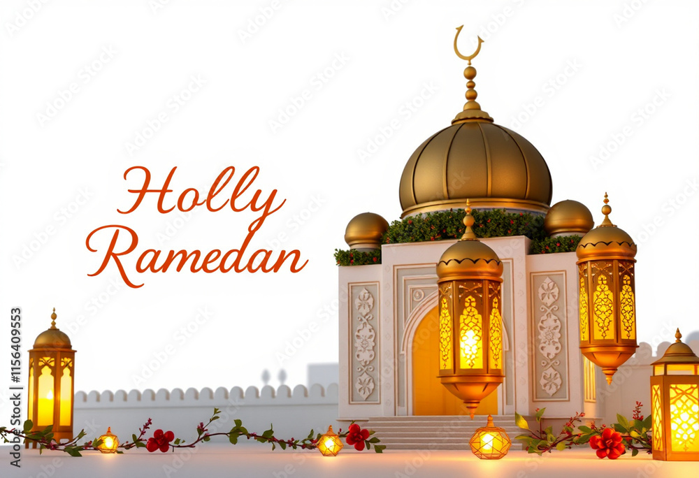 Ramadan greeting card in English text " Holly Ramadan" written on it on ...