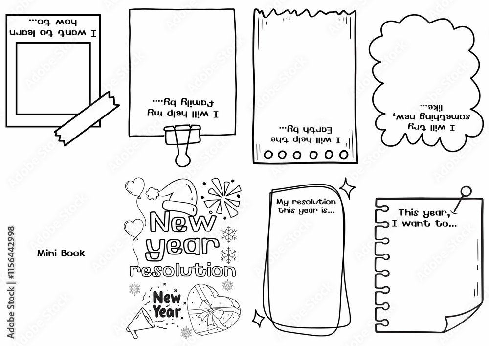 Create a fun New Year Resolution Minibook! Kids can set goals, color ...