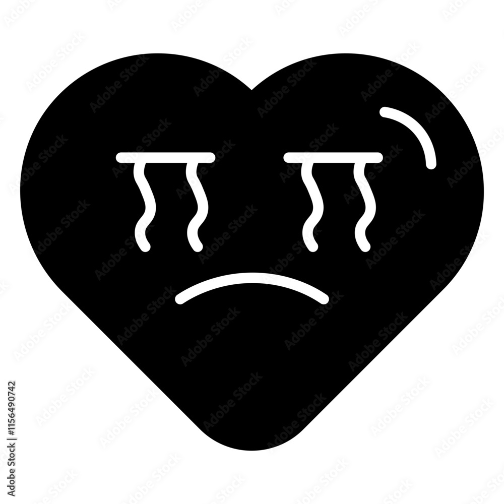 Heart symbol with tears, conveying a deep emotional expression of ...