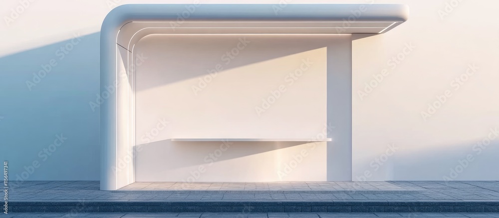 Minimalist 3D White Advertising Booth Design with Clear Copyspace for ...