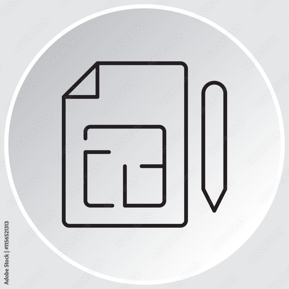 Modeling outline icon. Planning, scheme, dimension, project ...