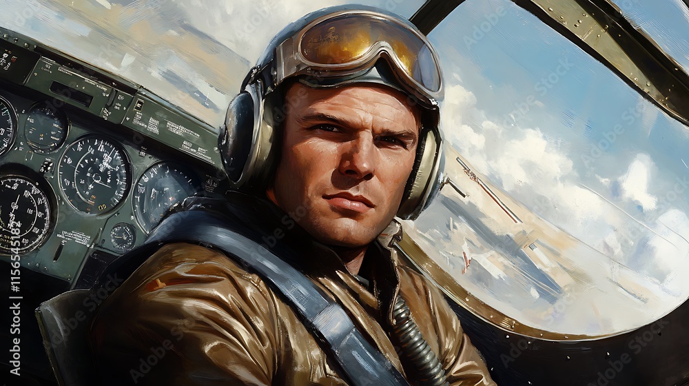 Intensely Focused Pilot: Realistic Digital Painting of a World War II ...